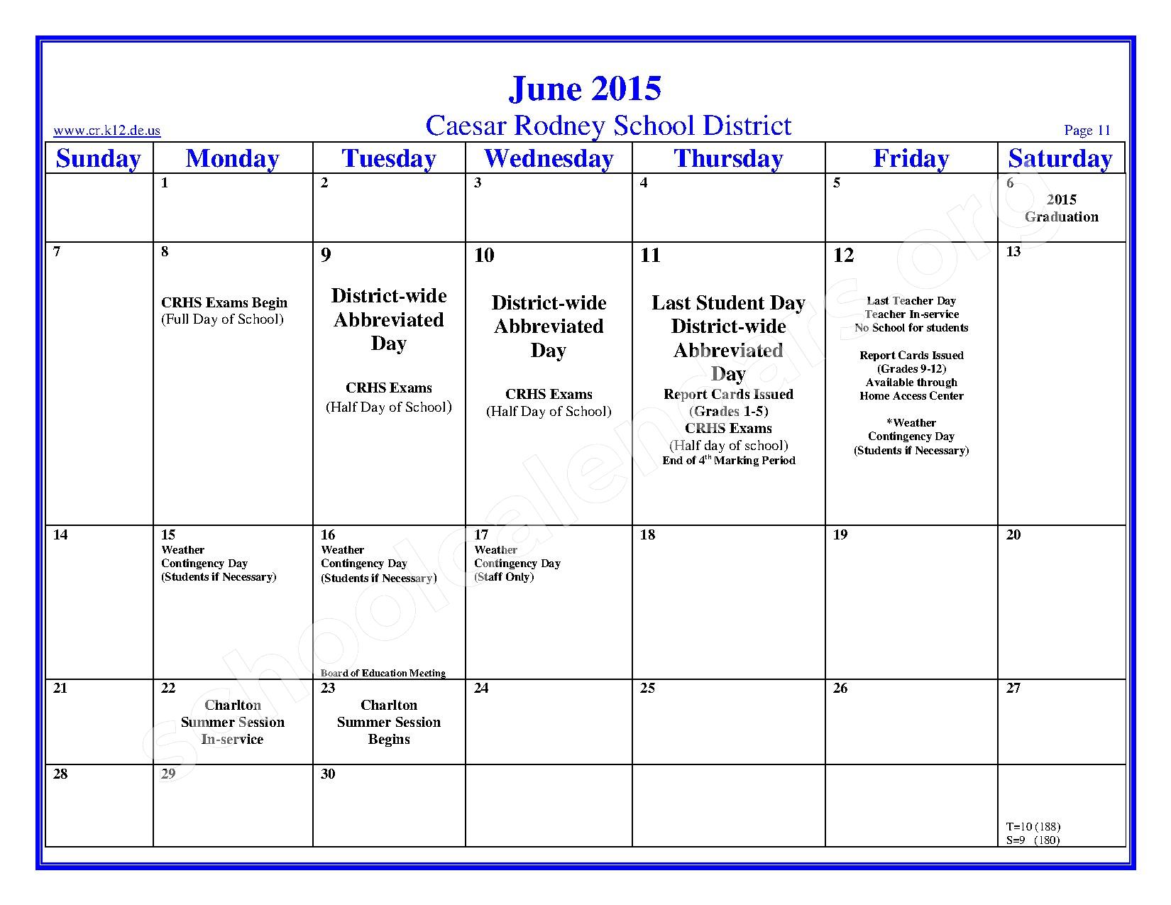 2014 - 2015 Monthly School Calendar – Calendar Detail | SchoolCalendars.org