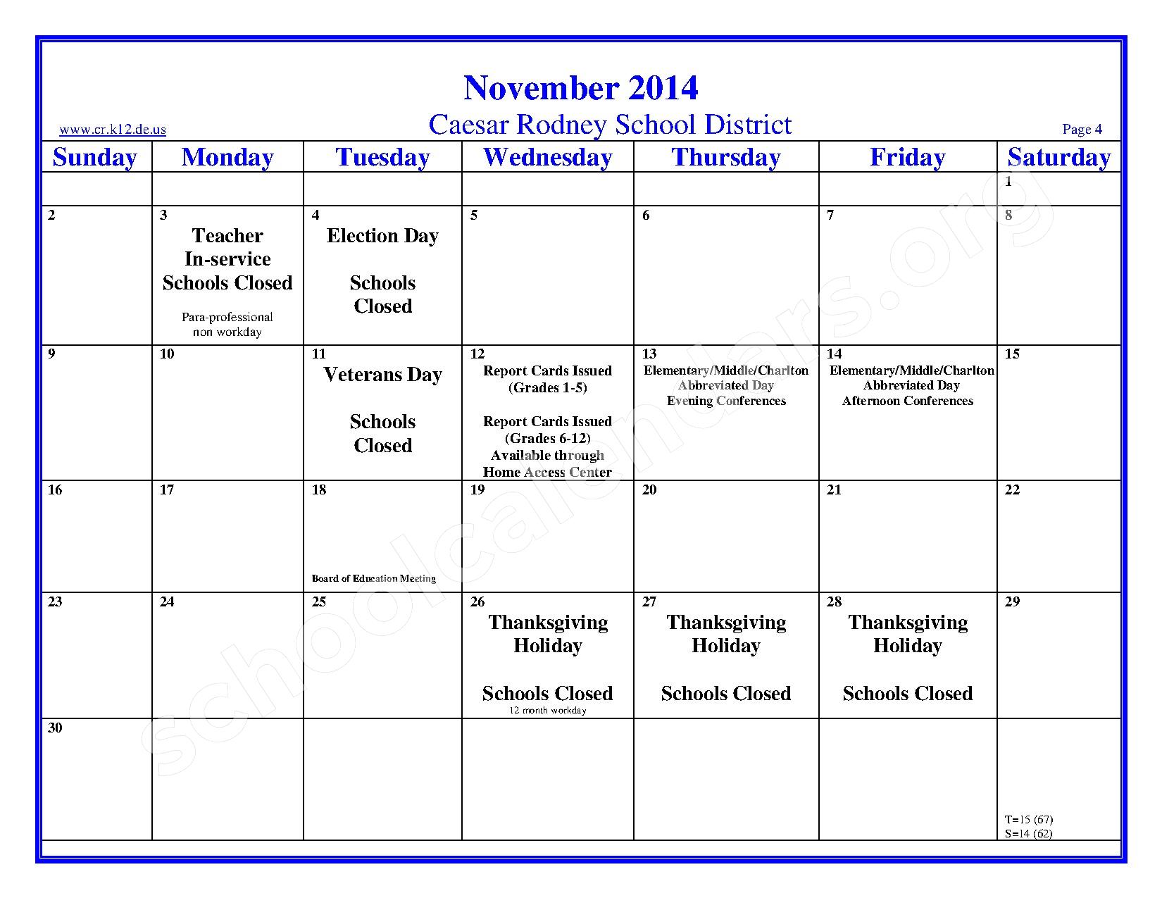 2014 - 2015 Monthly School Calendar – Calendar Detail | SchoolCalendars.org