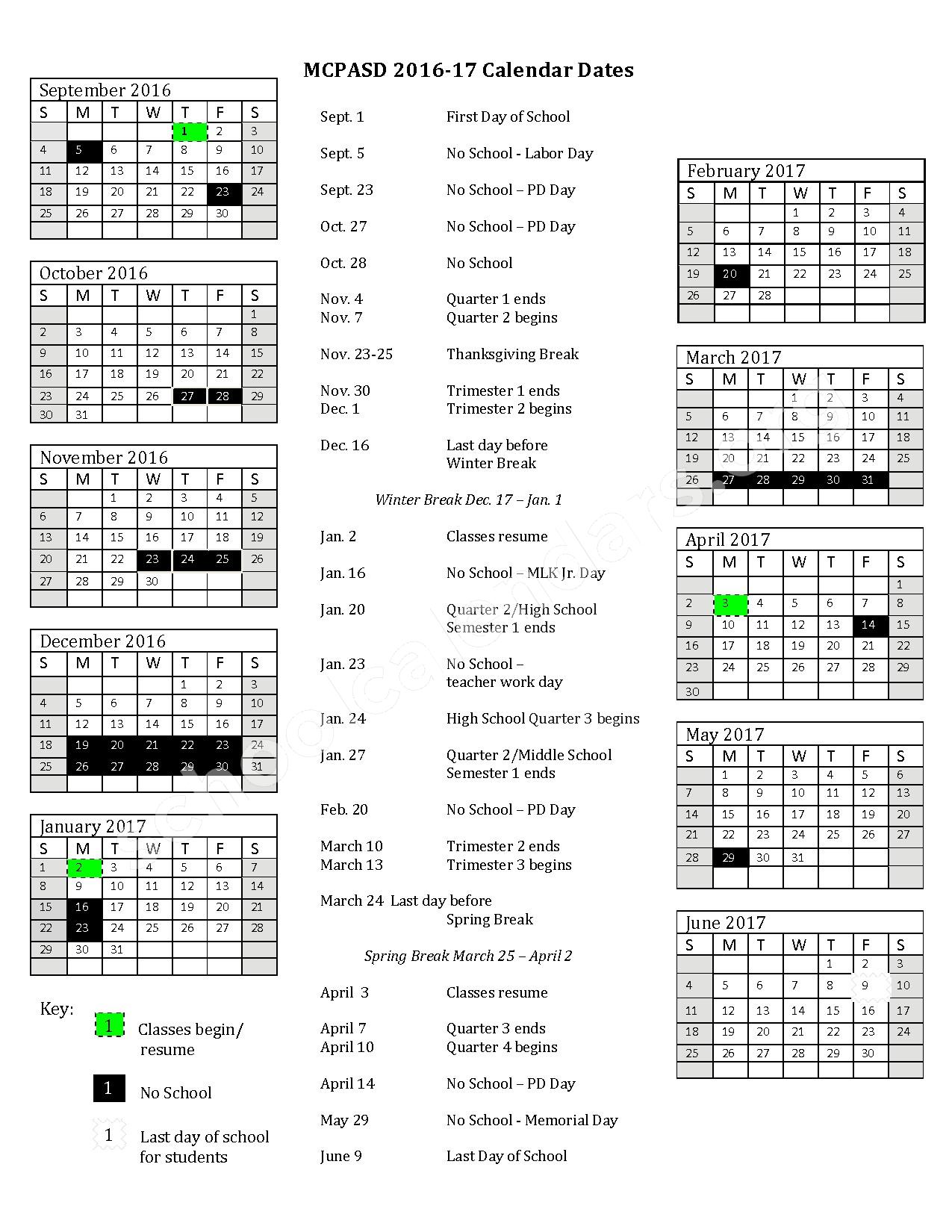 2016 2017 School Calendar Middleton Cross Plains Area School 2016 2017 School Calendar Middleton Cross Plains Area School