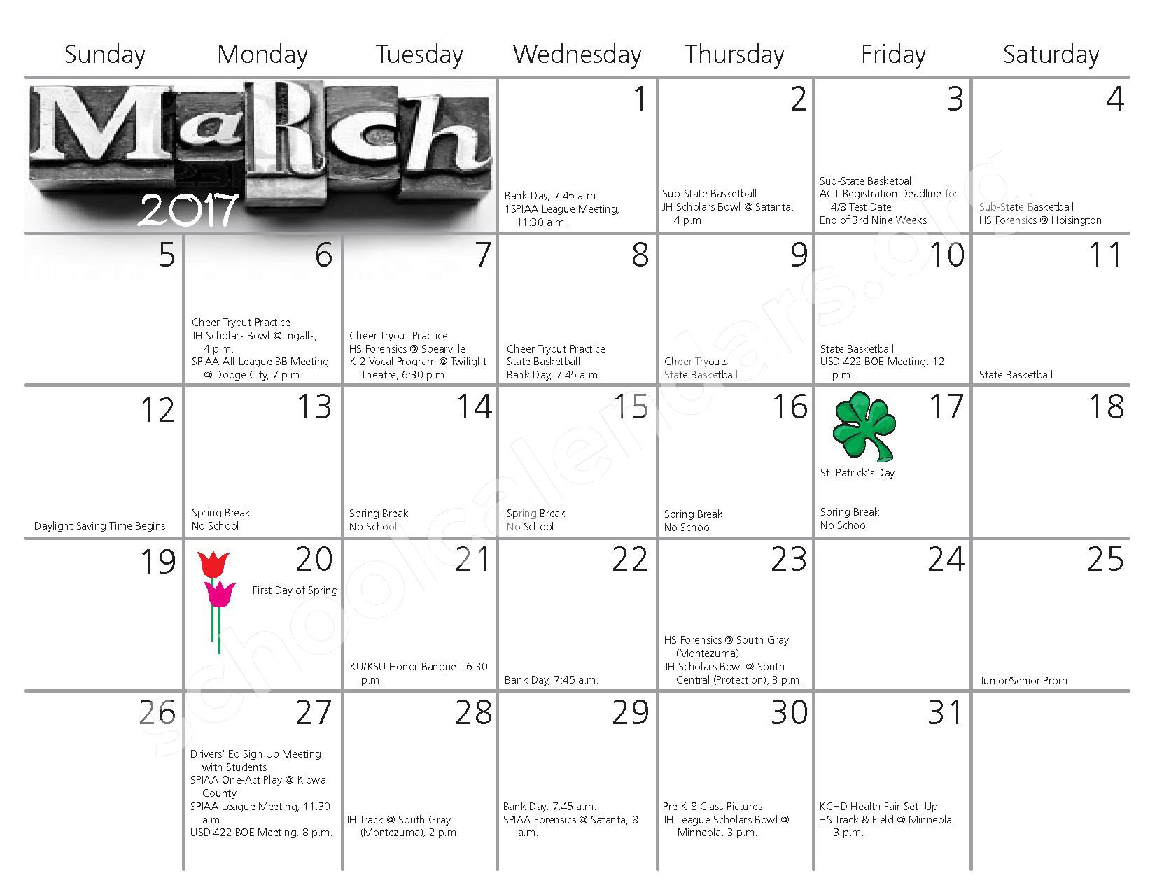 2016 2017 School Calendar Kiowa County Schools USD 422 Greensburg KS